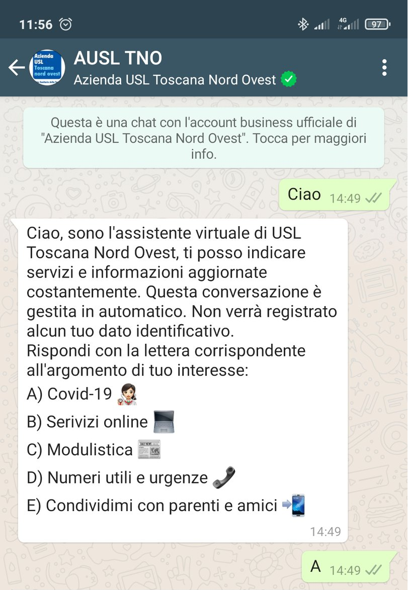 L’ASL TOSCANA NORD OVEST “SBARCA” SU WHATSAPP CON UNA CHATBOT PER DARE ...